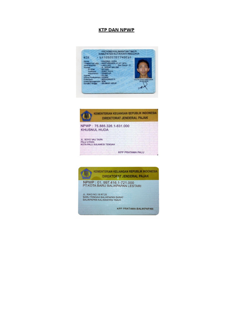 KTP Dan NPWP KBBL | PDF