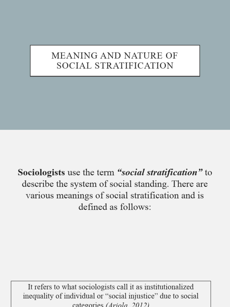 Social Stratification | PDF | Social Stratification | Social Status