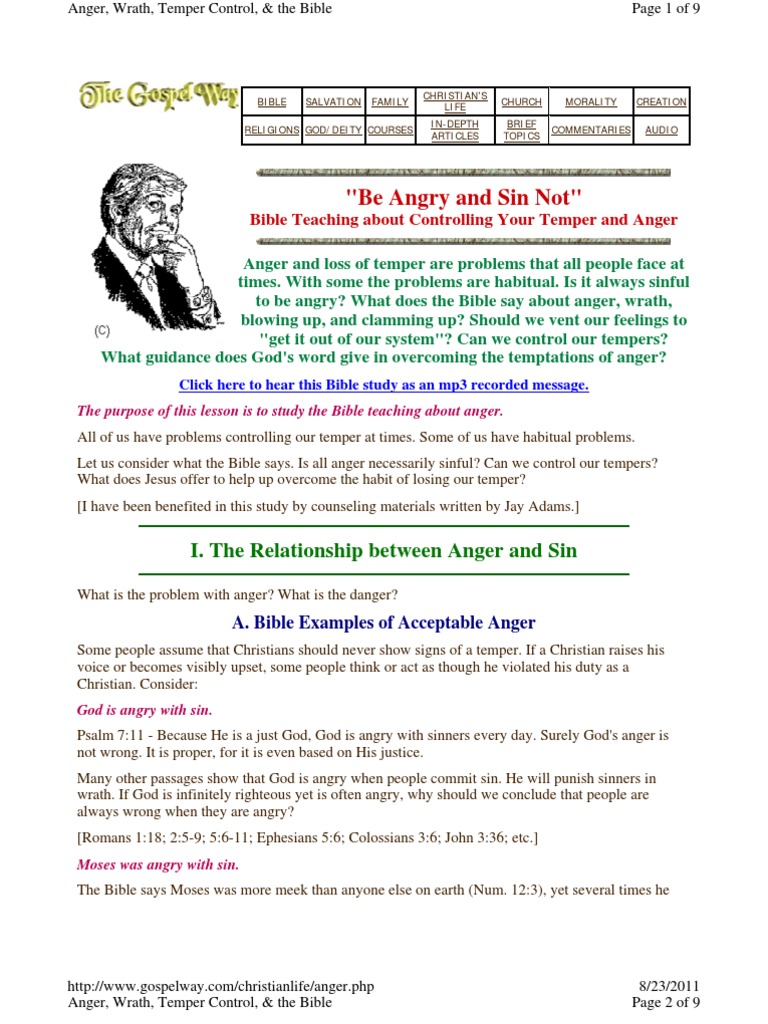 Be Angry and Sin Not | PDF | Anger | Cain And Abel