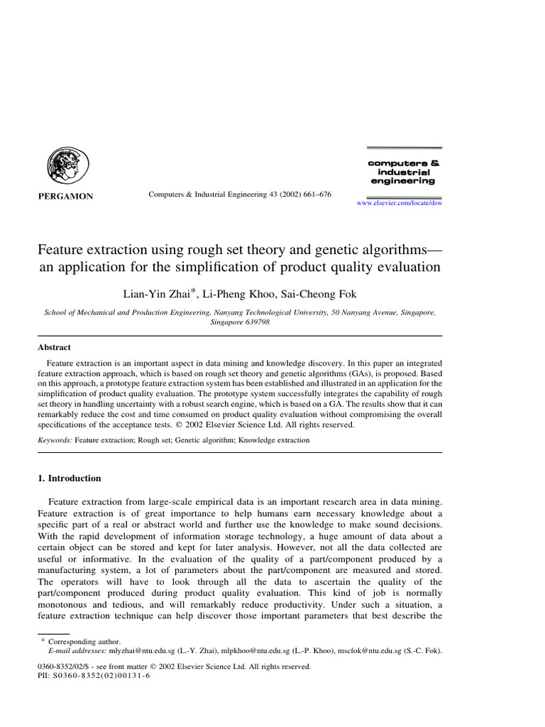 Feature Extraction Using Rough Set Theor Pdf Fuzzy Logic Applied Mathematics