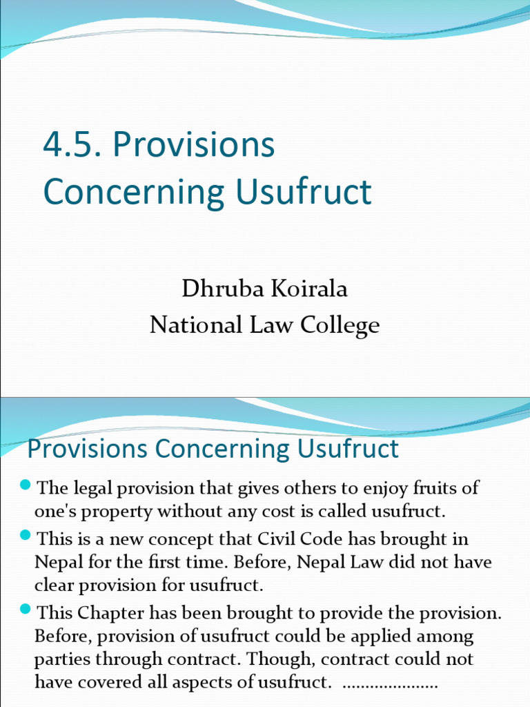 Provisions Concerning Usufruct | PDF | Ownership | Property