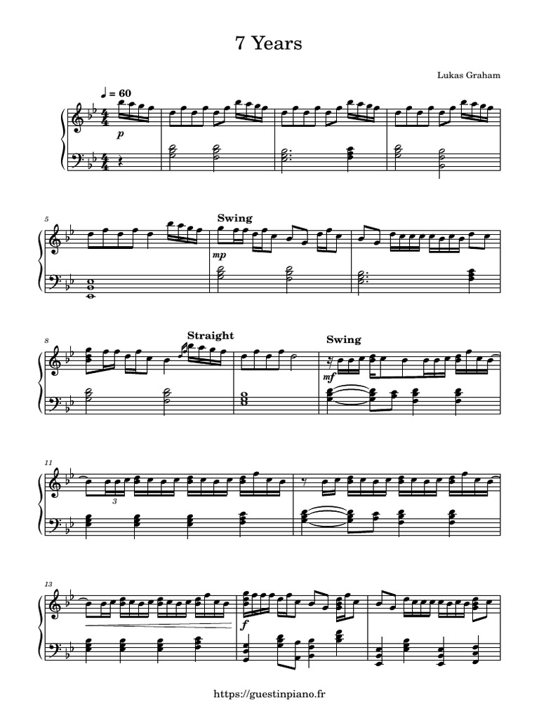 7 Years Piano Sheet Music PDF | PDF