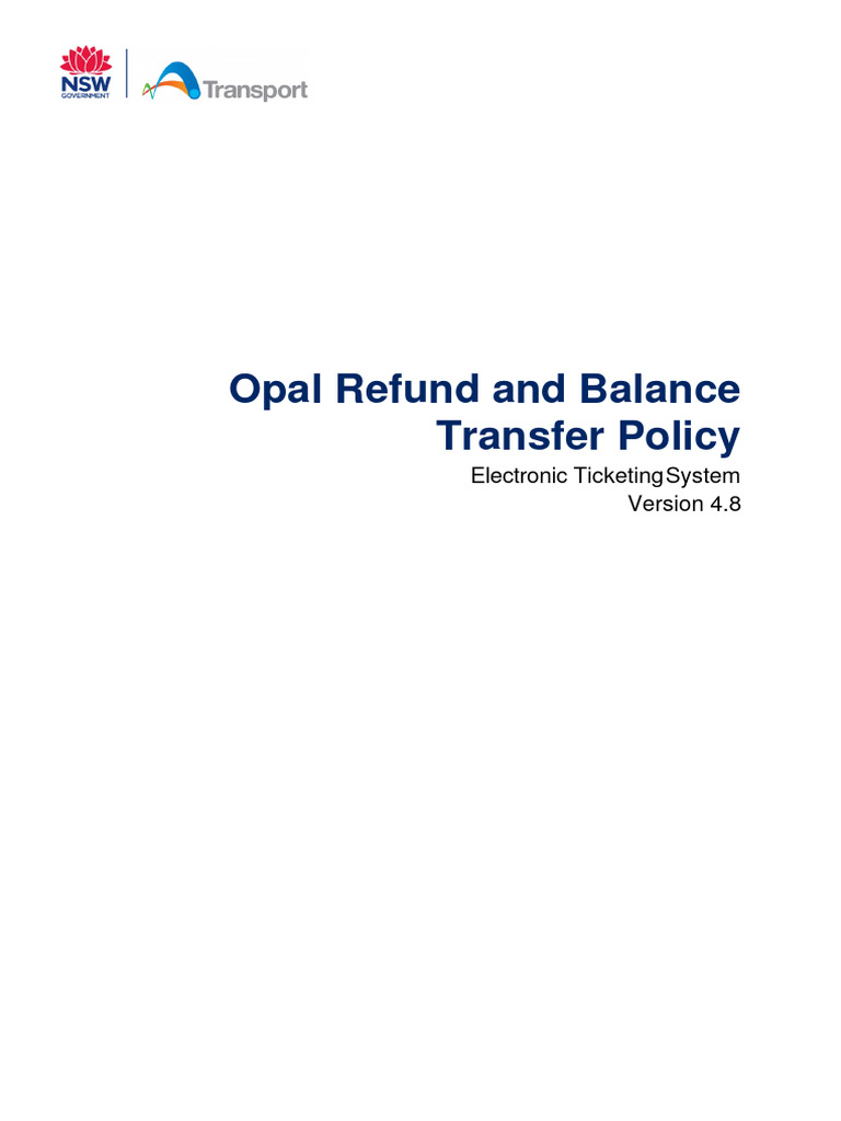 Opal Refund and Balance Transfer Policy Version 4.8 | PDF | Credit Card ...