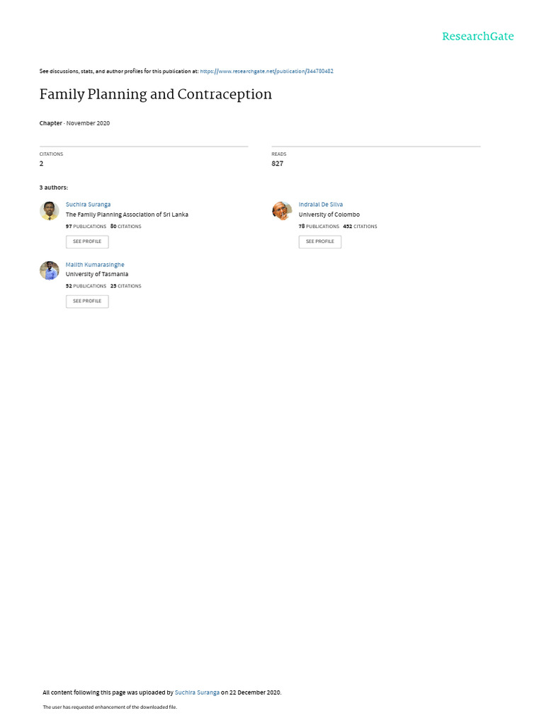 FinalizedChapter9 ContraceptionandFamilyPlanning | PDF | Family Planning | Birth Control