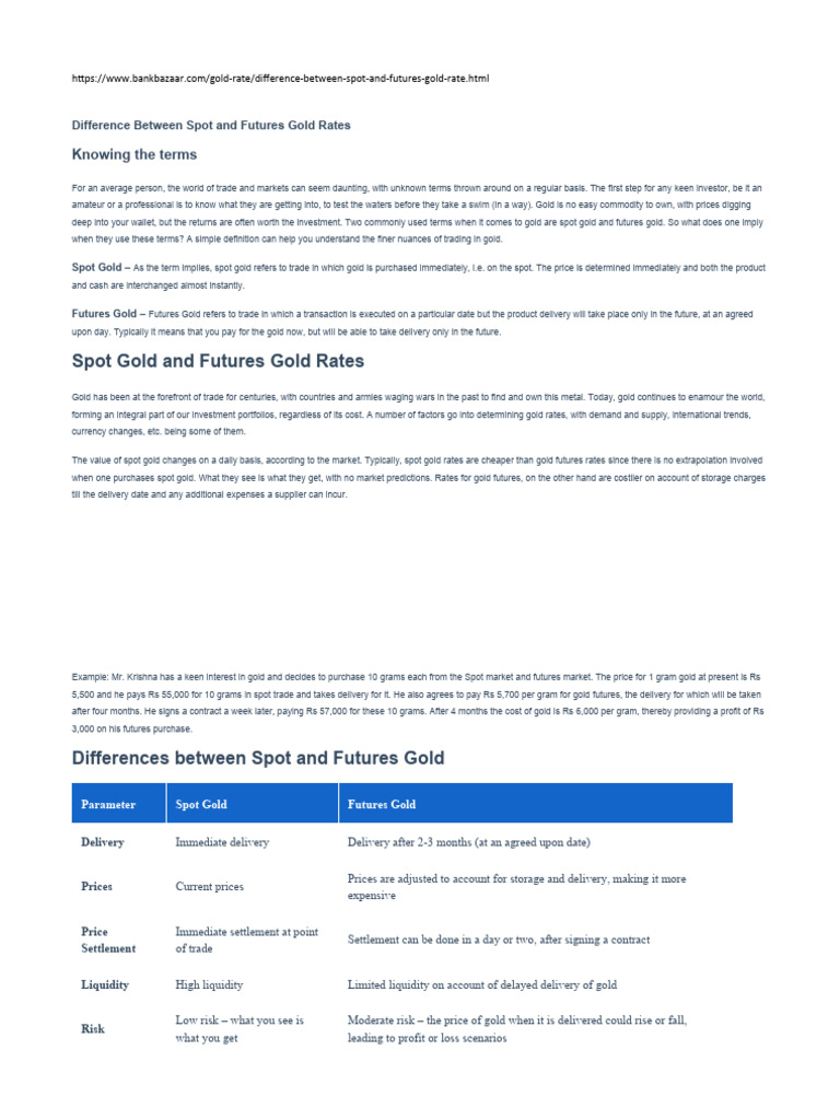 Spot Vs Futures | PDF | Futures Contract | Prices