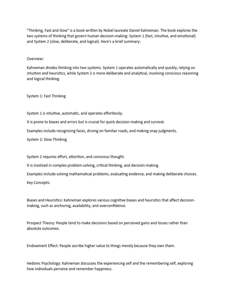 Thinking Fast and Slow | PDF