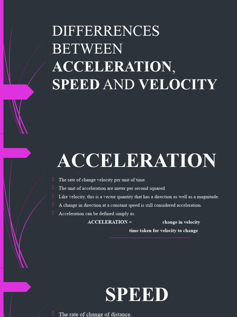 Differences: Acceleration, Speed, Velocity | PDF | Teaching Methods & Materials | Technology ...