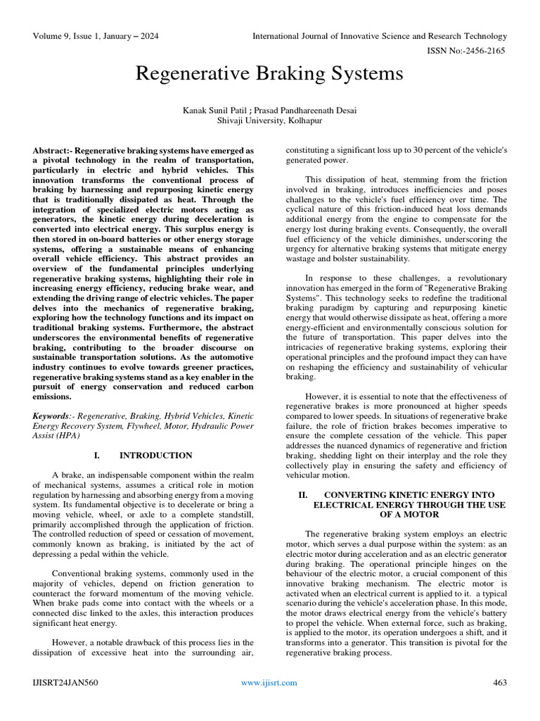 Regenerative Braking Systems | PDF | Brake | Efficient Energy Use