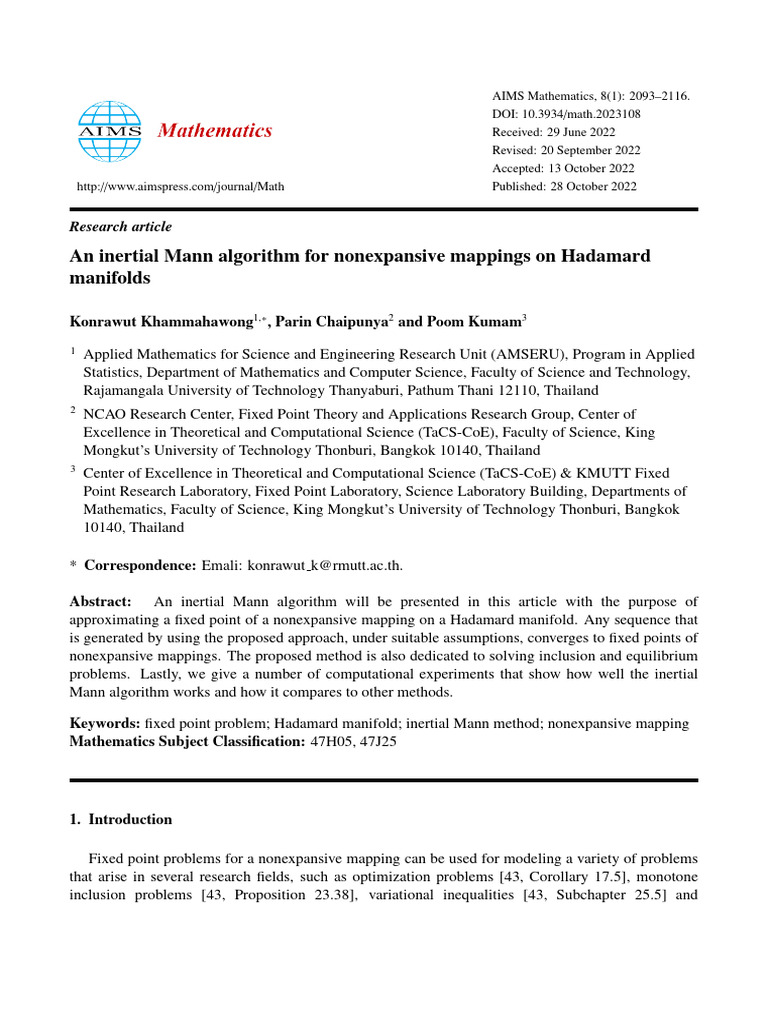 10.3934 Math.2023108 | PDF | Mathematical Objects | Mathematical Analysis