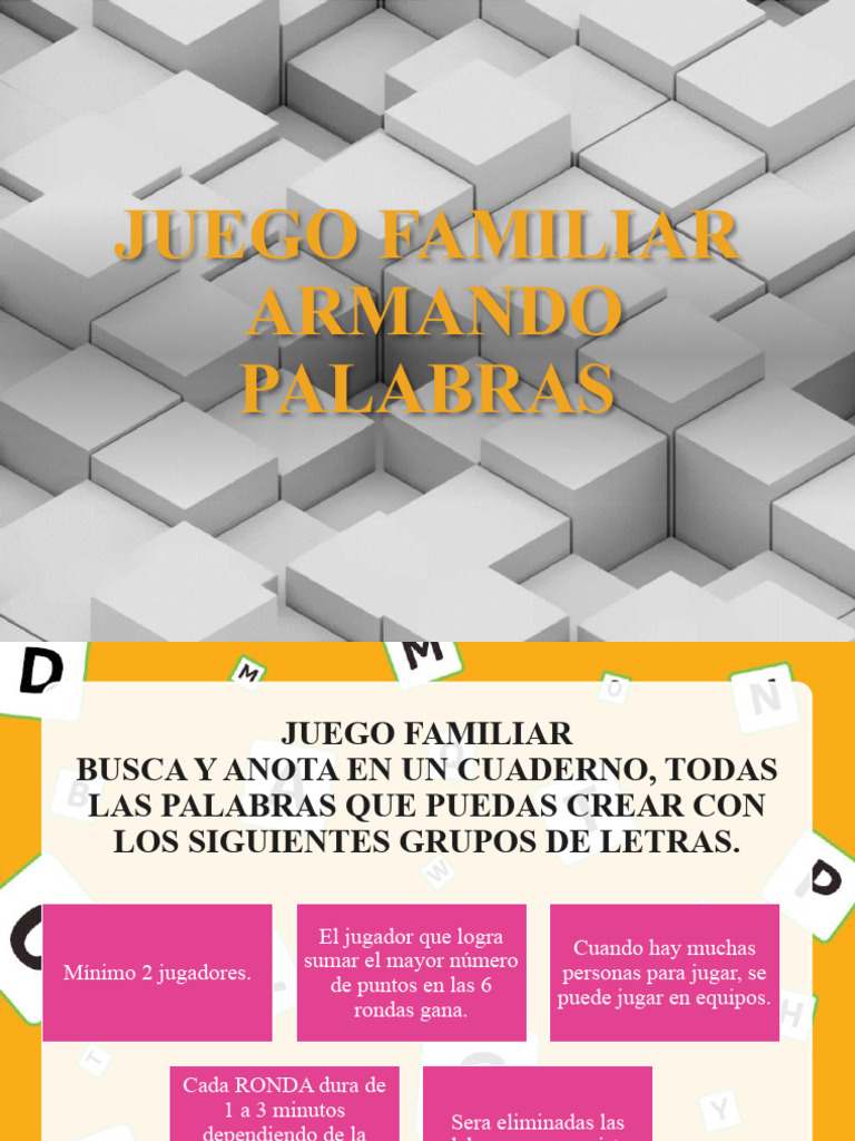 Juego Familiar. Formando Palabras | PDF | Deportes