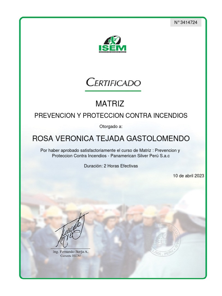 Certificado de Prevención de Incendios | PDF