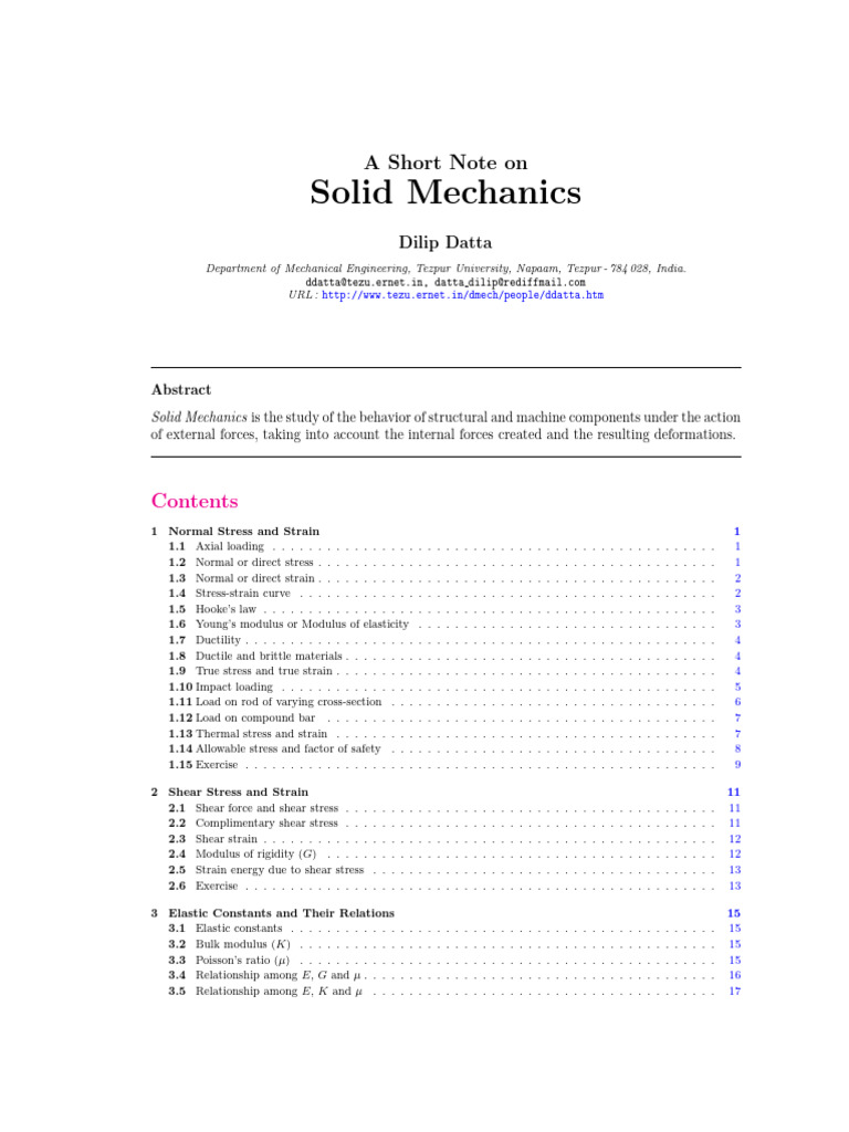 Solid Mechanics | PDF