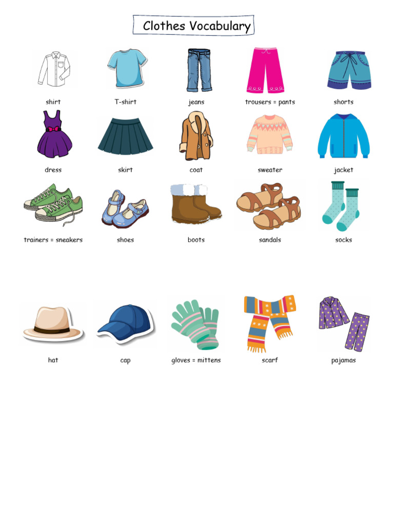 Clothes Vocabulary | PDF