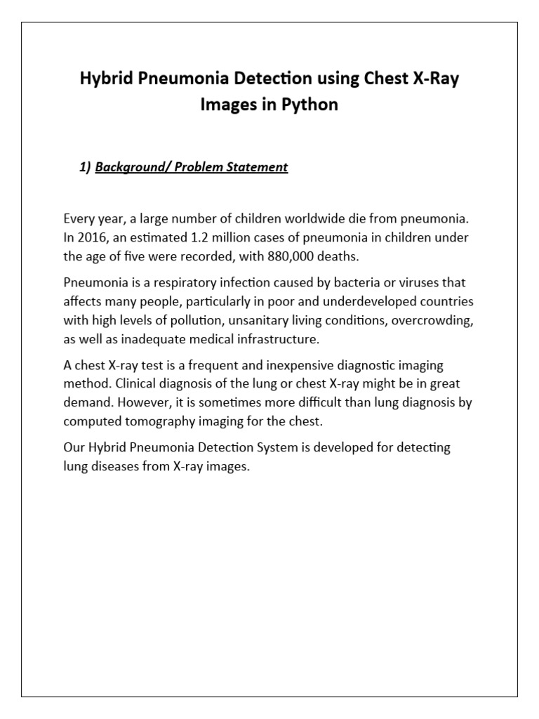 Hybrid Pneumonia Detection Using Chest X Ray Images In Python Pdf Pneumonia X Ray 