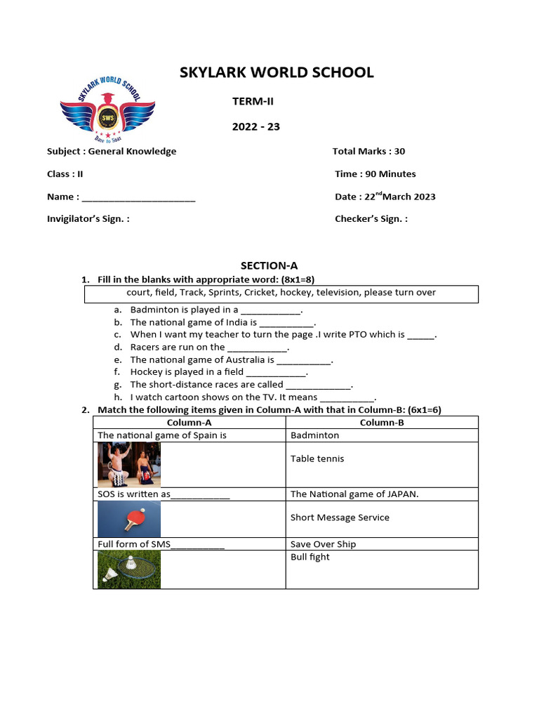 Class-2 GK T-2 | PDF