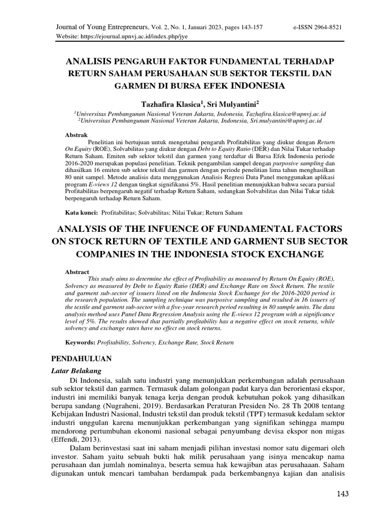 Pengaruh Profitabilitas Terhadap Return Saham | PDF