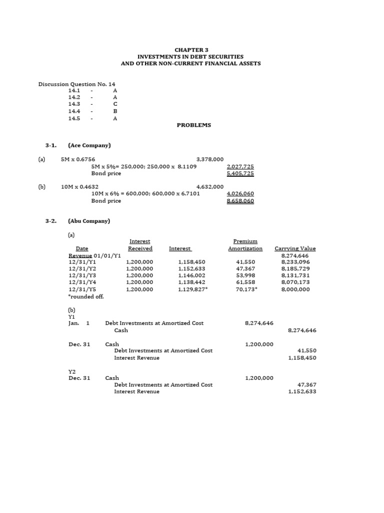 2023-Vol-1-Ch-3-Problems-Ans 3 | Download Free PDF | Book Value | Debt