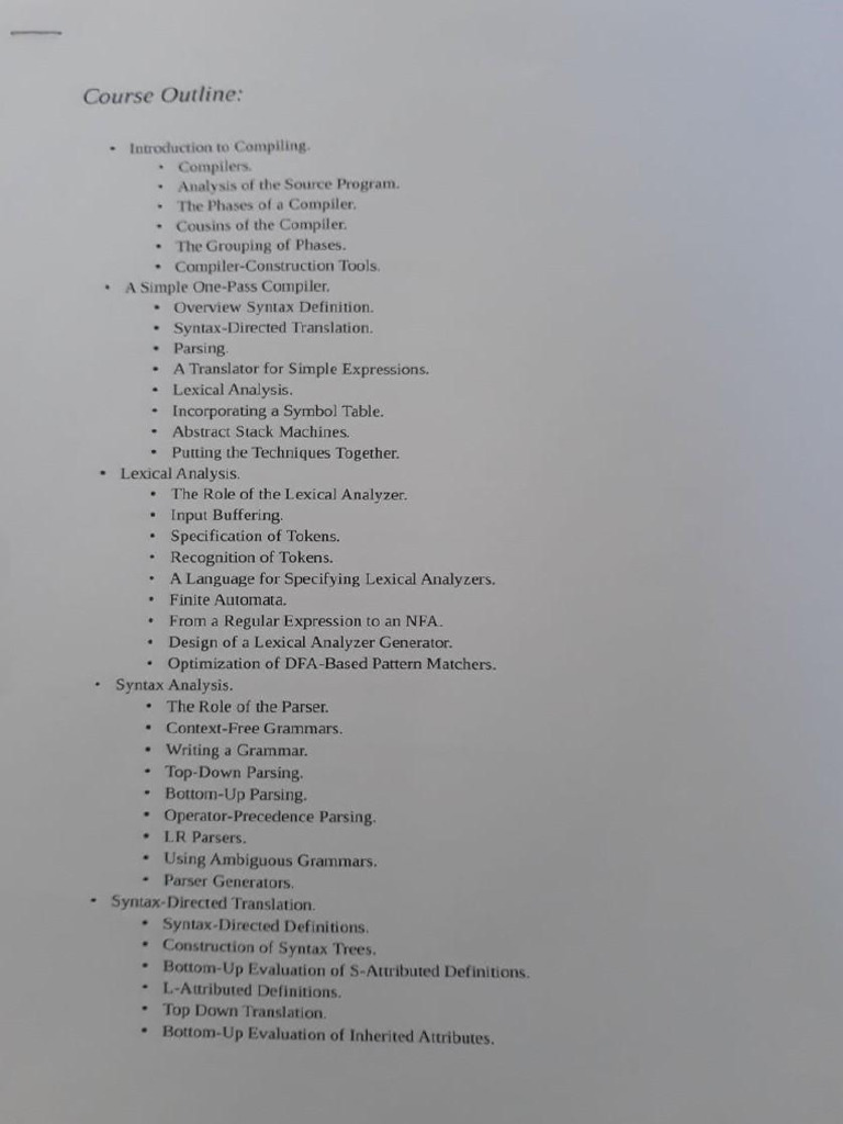 Compiler Design - Course Outline | PDF