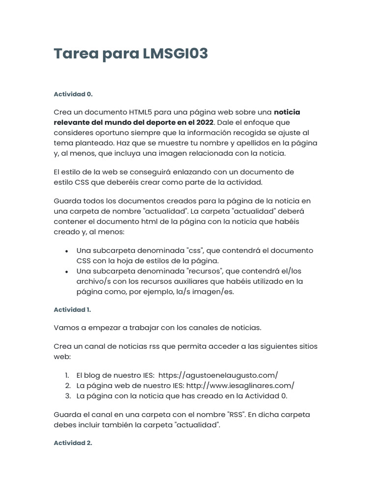 Enunciado Tarea 3 LMSGI | PDF | Redes | Internet y web