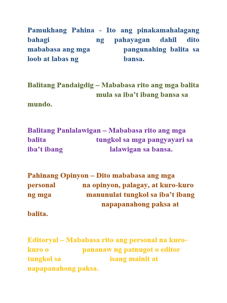 Pamukhang Pahina - Ito Ang Pinakamahalagang Bahagi NG Pahayagan Dahil ...
