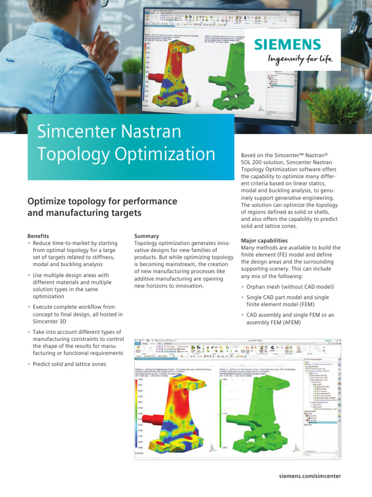 Simcenter Nastran Topology Optimization Fact Sheet Pdf Finite Element Method Mathematical