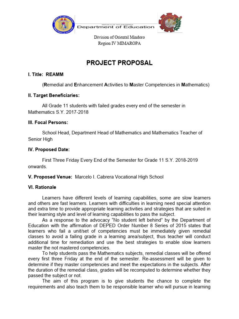 Math Project Proposal | PDF | Differentiated Instruction | Learning Disability