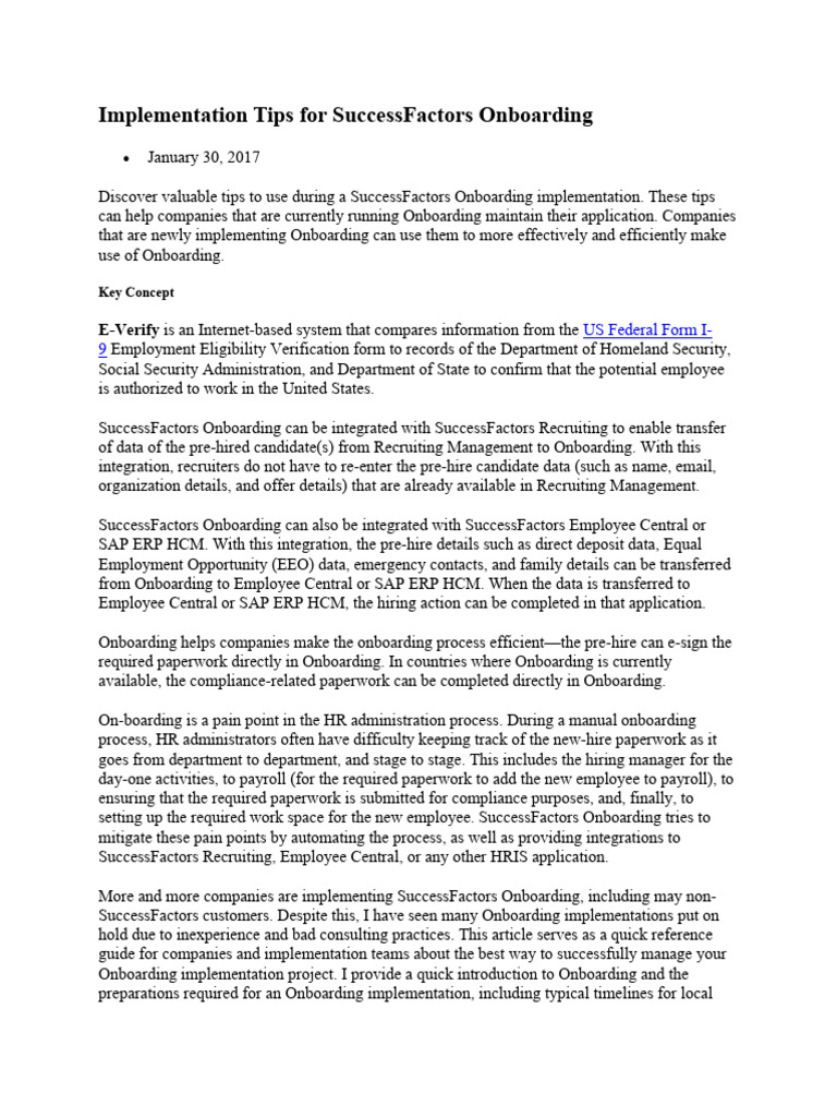 SF Onboarding Implementacija | PDF | Recruitment | Human Resource Management