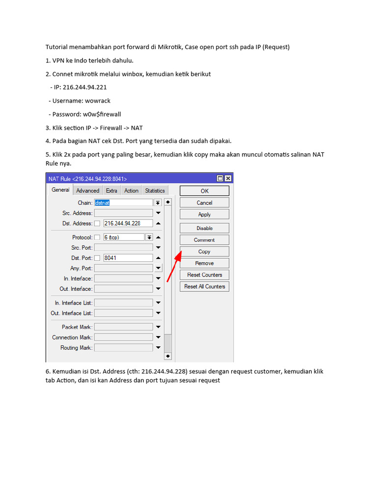 Tutorial Menambahkan Port Forward Di Mikrotik | PDF