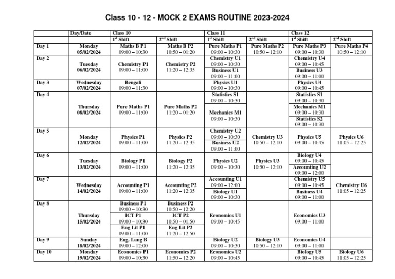 10 - 12 Mock Exam Routine 2023 2024 V2 | PDF | Rail Transport | Munich