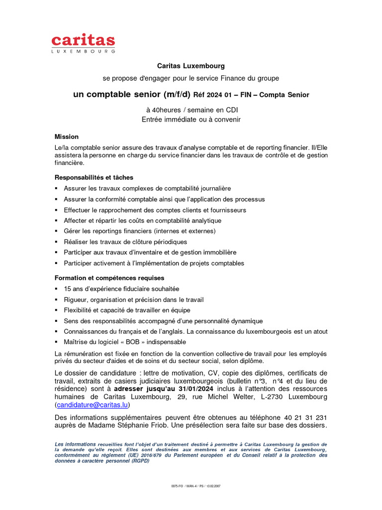 2024 01 FIN Compta Senior Annonce Comptable Senior | PDF