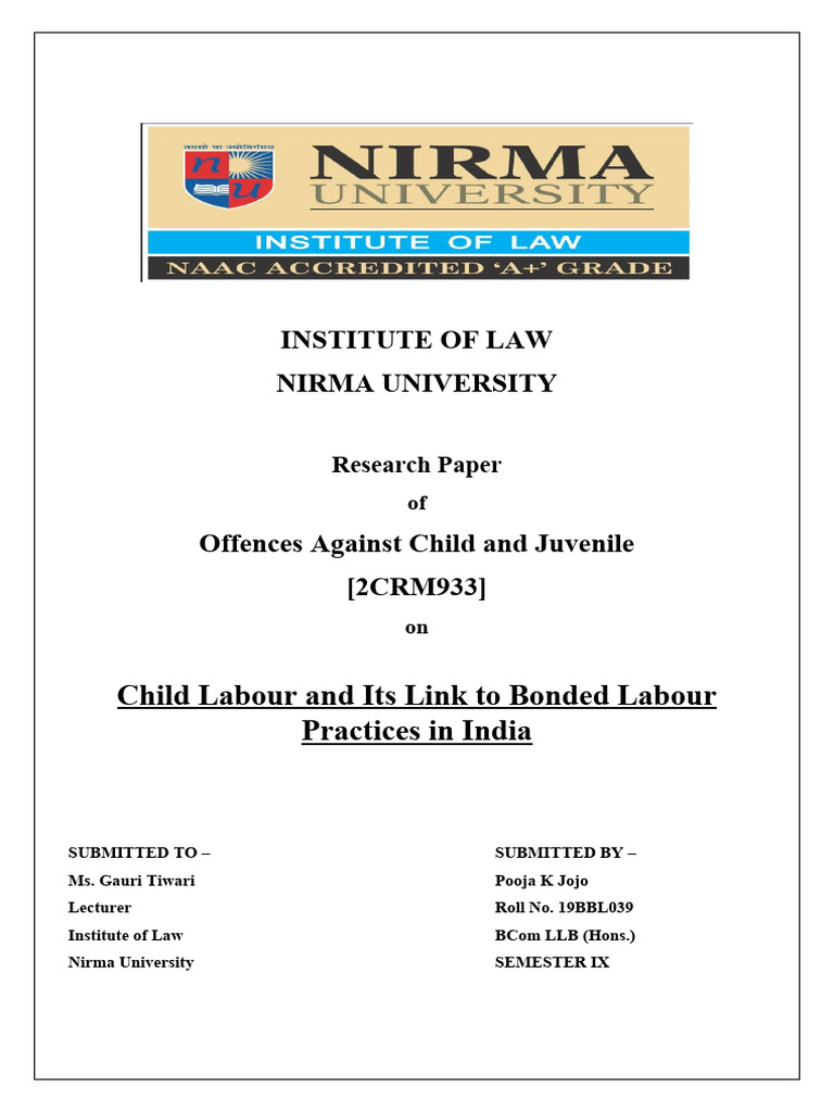 Child Labour and Its Link To Bonded Labour Practices in India | PDF ...
