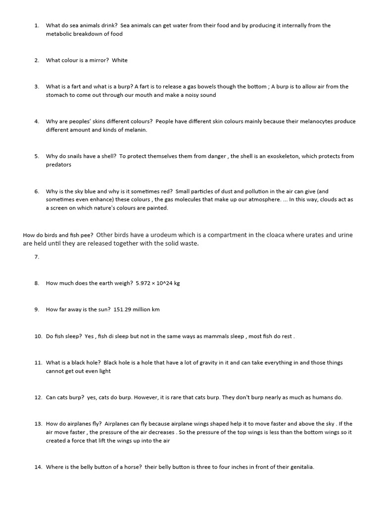 35 Weird Questions Kids Ask | PDF