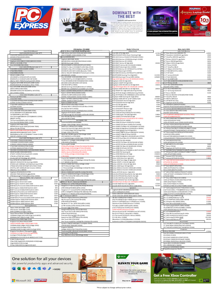 PC Components Price List January 2024 | PDF | Manufactured Goods ...