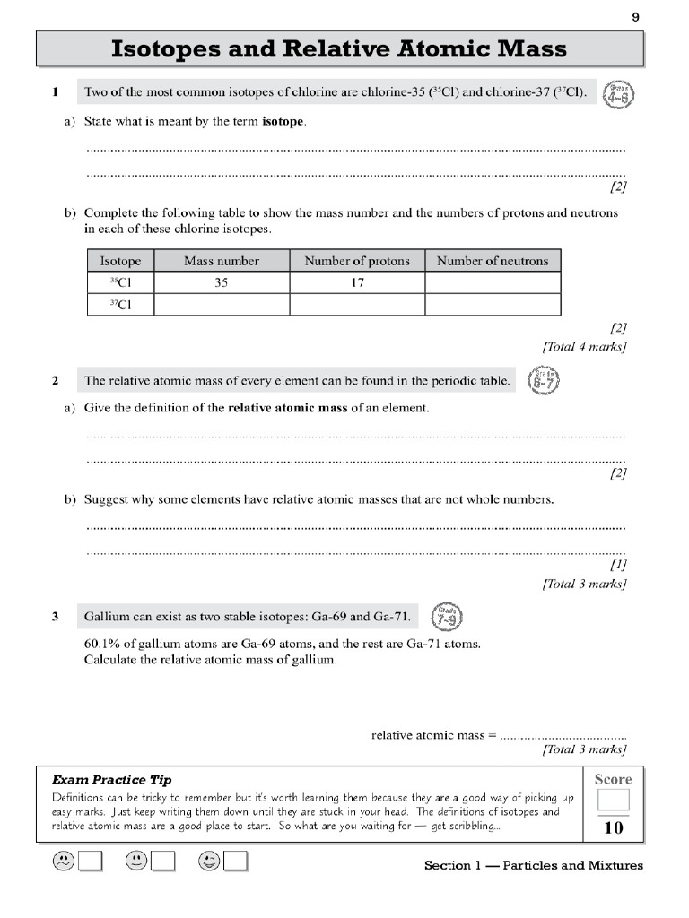 Isotopes and Relative Atomic Mass Worksheet | PDF