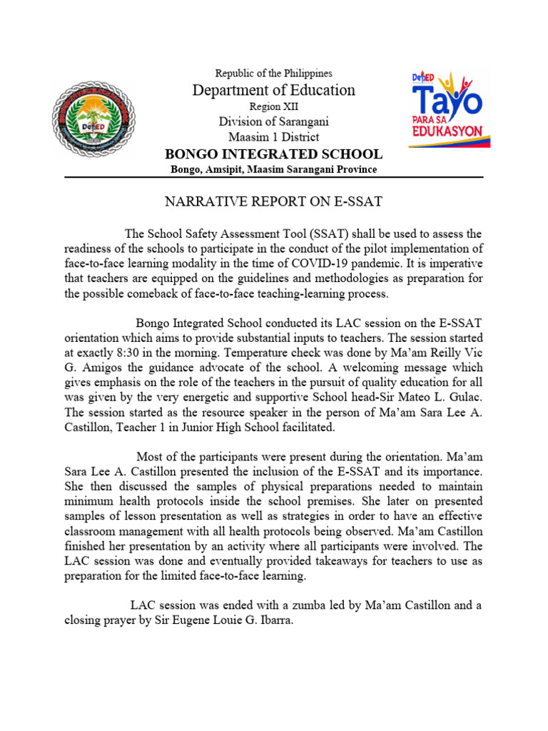 narrative-report-on-ssat-and-simulation-activity-download-free-pdf