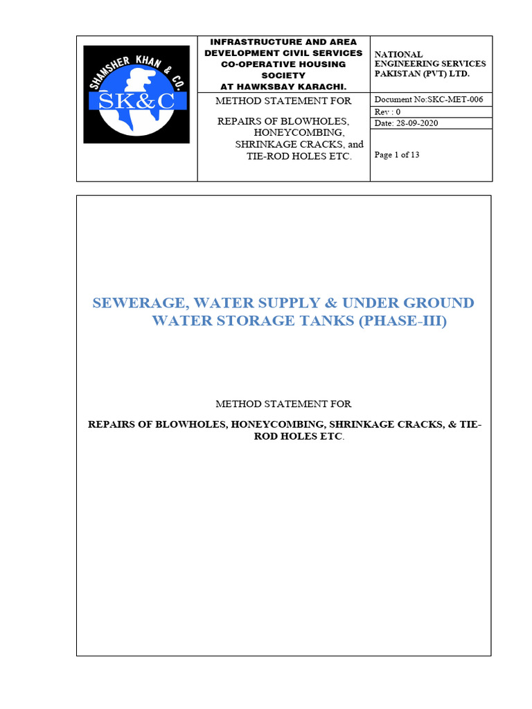 Method Statement For Repair of Concrete Works | PDF | Concrete ...