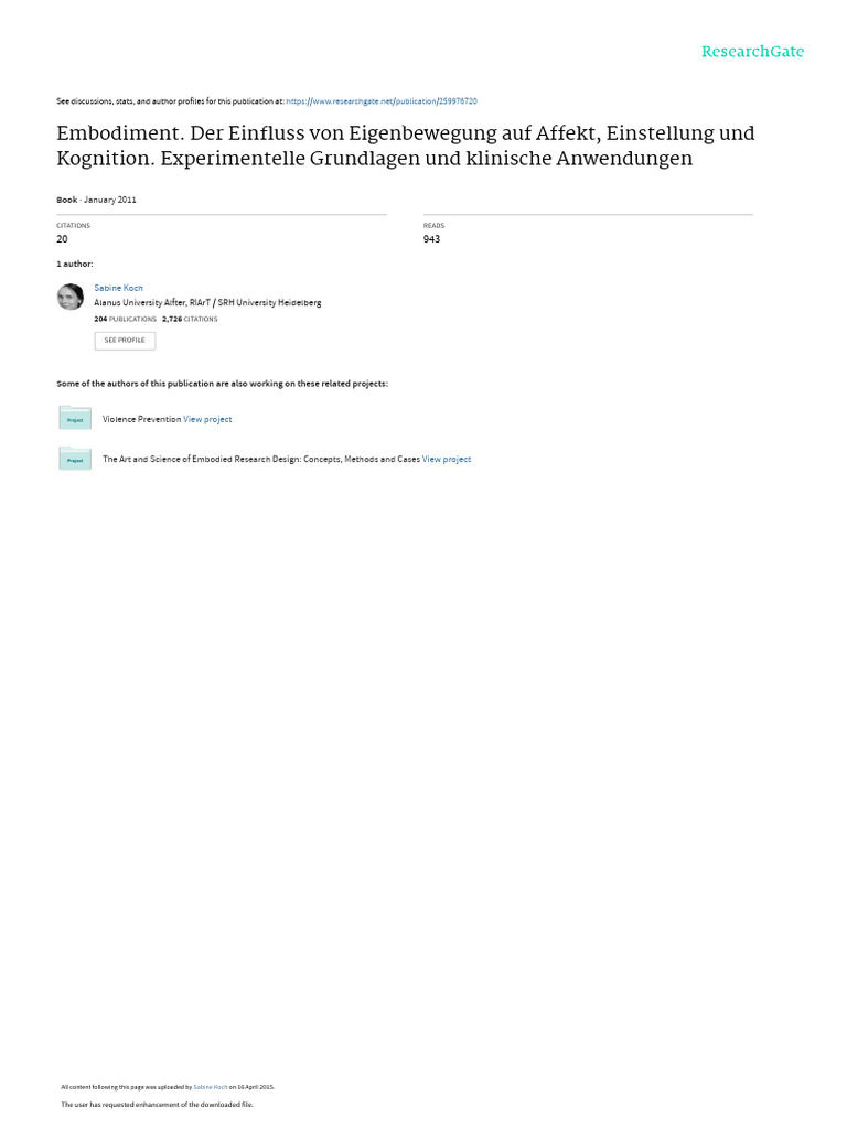 Koch 2011 BodyRhythms | PDF | Embodied Cognition | Experience