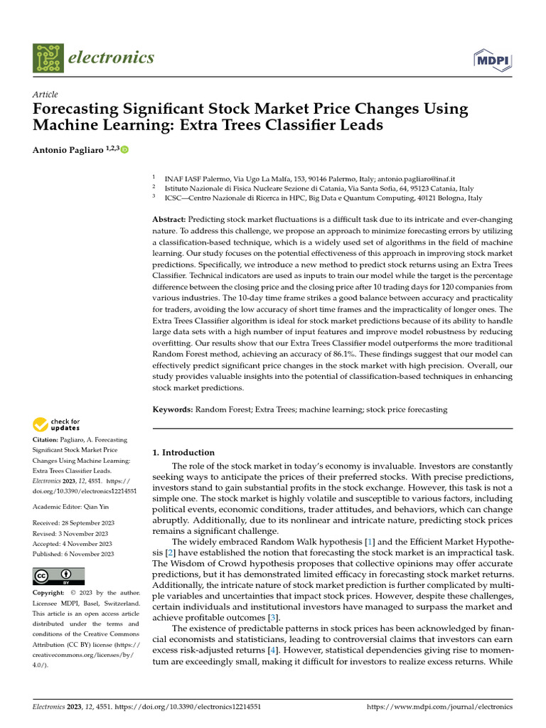 Forecasting Significant Stock Market Price Changes | PDF | Analysis ...