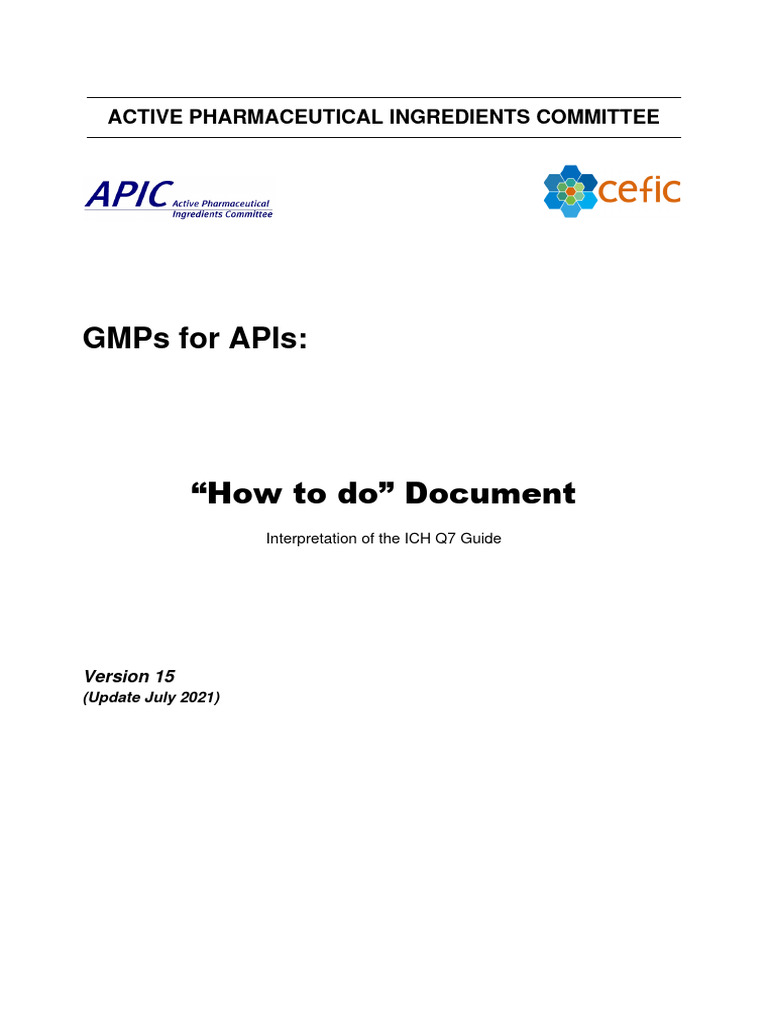 APIC How To Do (Interpretation of The ICH Q7) - 2021 Version | PDF ...