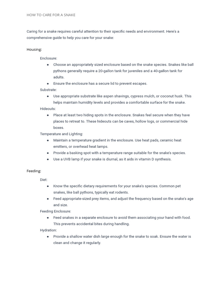 Guide To Take Care of A Snake | PDF | Snake