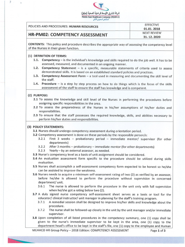 HR - PM02 Competency Assessment | PDF