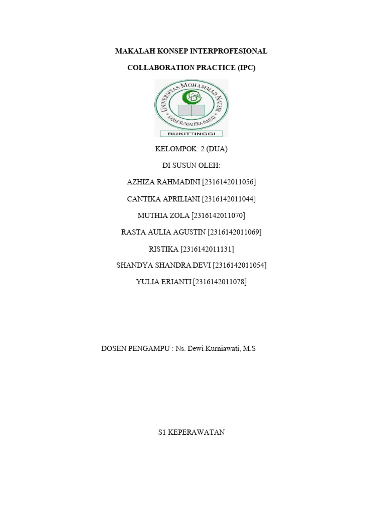 Makalah Konsep Interprofessional Collaboration (Ipc) | PDF | Sains & Matematika