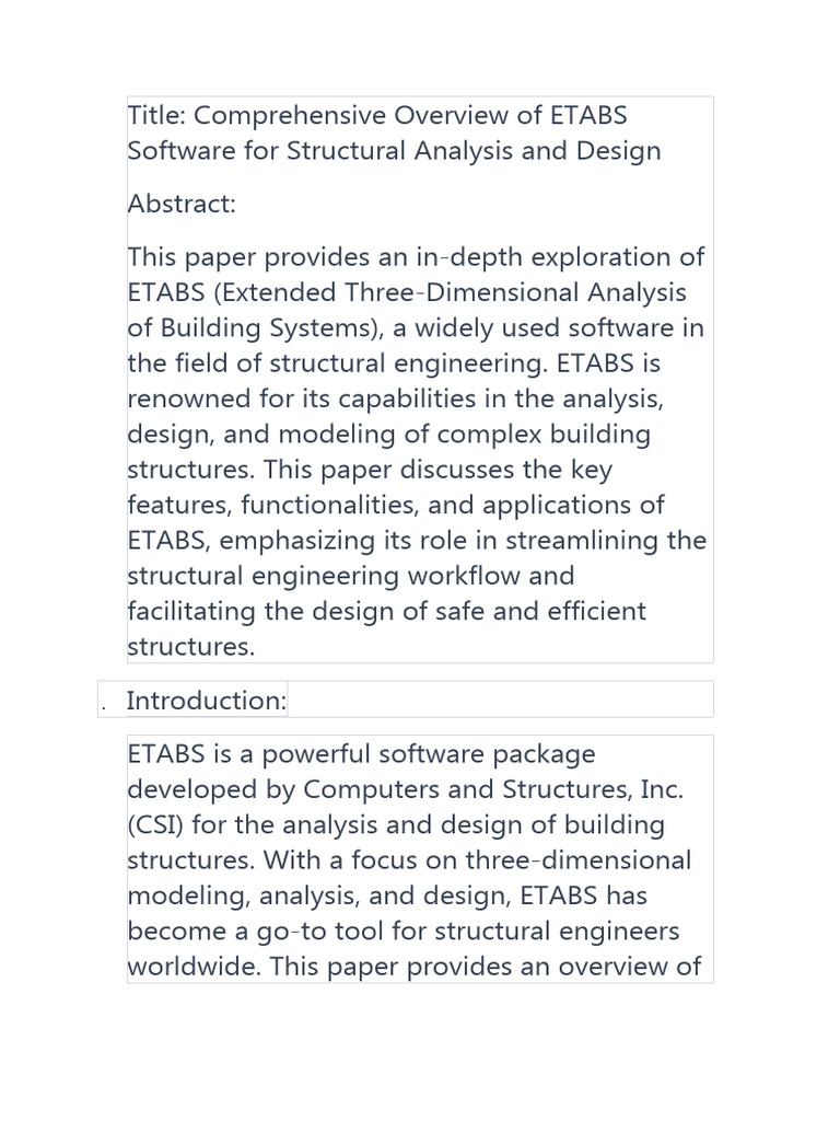 Comprehensive Overview of ETABS Software For Structural Analysis and ...