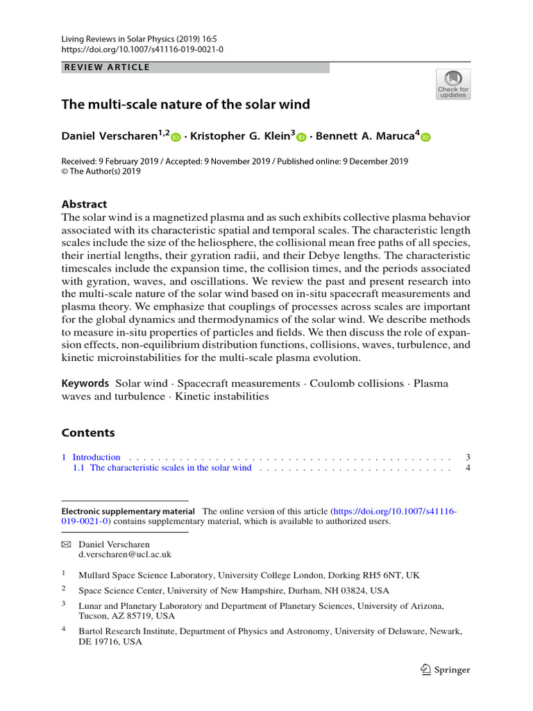 Multi Scale Nature of Solar Wind | PDF | Solar Wind | Plasma (Physics)