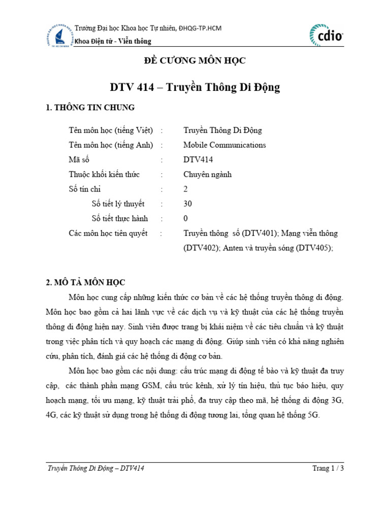 De Cuong - Truyen Thong Di Dong | PDF