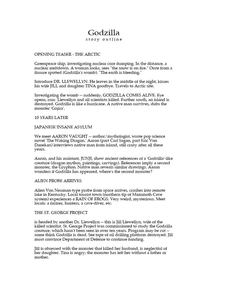 Godzilla Story Outline | PDF
