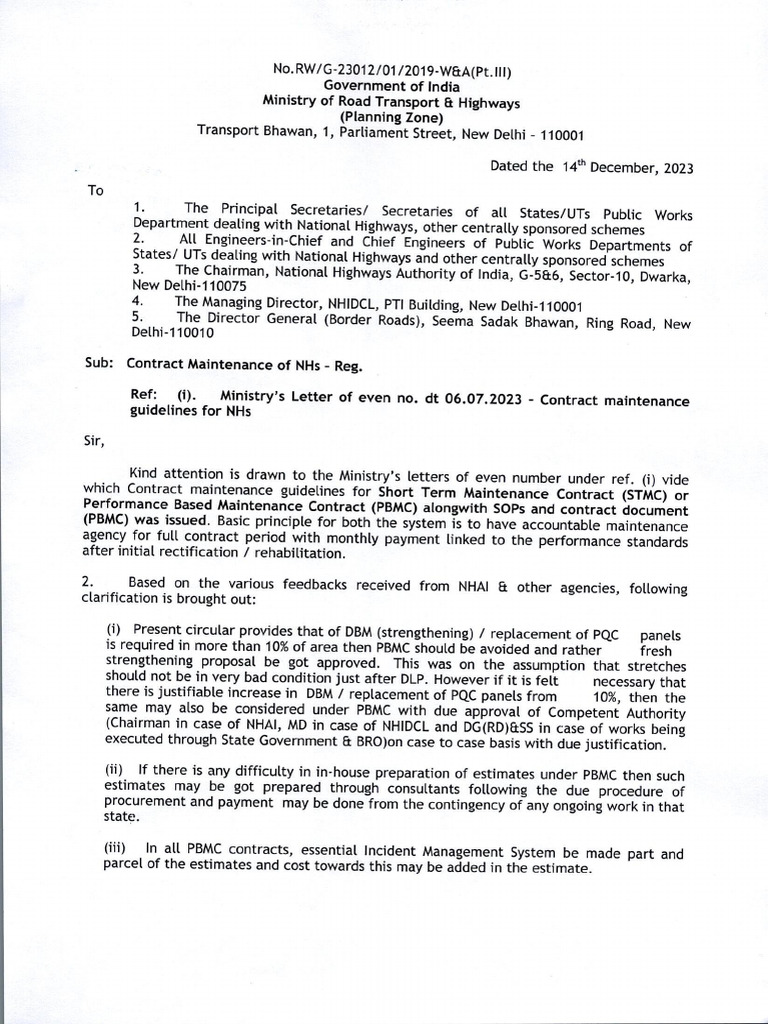 (14.12.2023) Contract Maintenance of NHs-reg. - 0001 | PDF