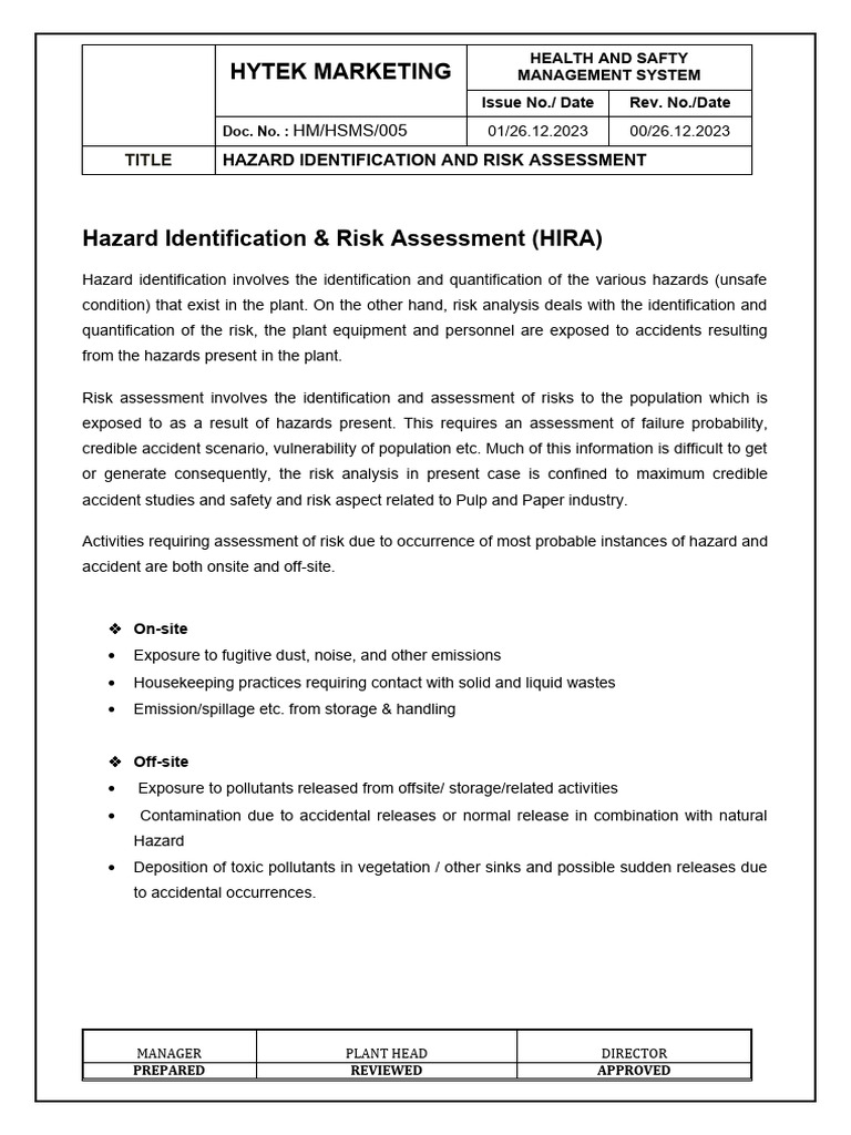 Hazard and Risk Management Assessment | PDF | Hazards | Risk
