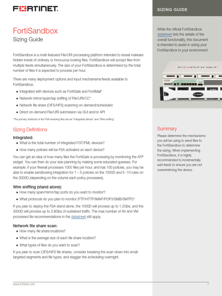 Sizing Guide FortiSandbox | PDF | Computing | Computer Science