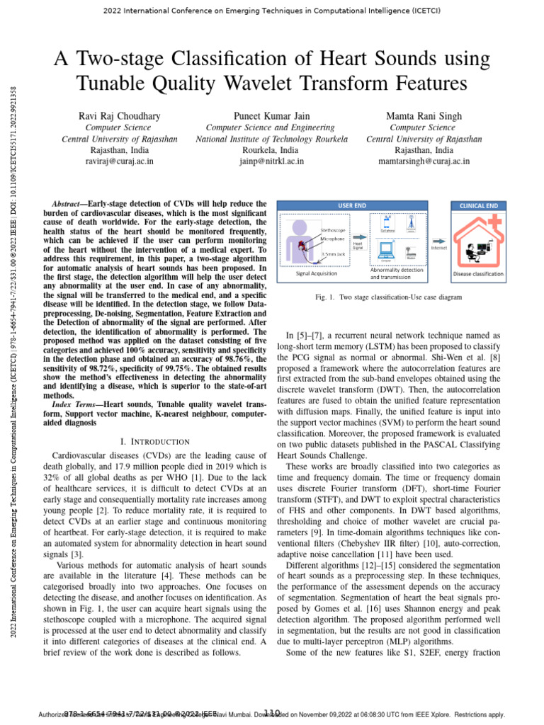A Two-Stage Classification of Heart Sounds Using Tunable Quality ... A Two-Stage Classification of Heart Sounds Using Tunable Quality ...